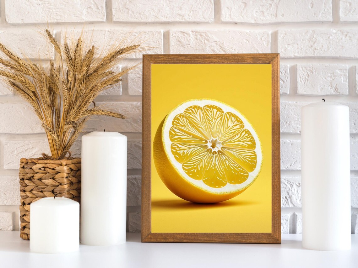 Lemon Art Print Printable Instant Download AI Generated Art Citrus Home ...