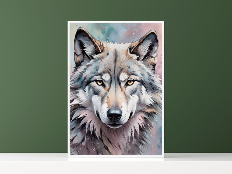 Wolf Watercolor Portrait Printable Instant Download AI Generated Art ...