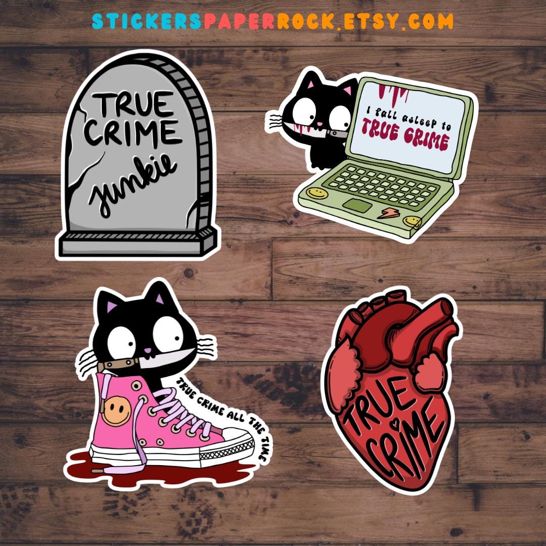 Set of 4 True Crime Stickers Funny & Spooky Vinyl Stickers for True ...