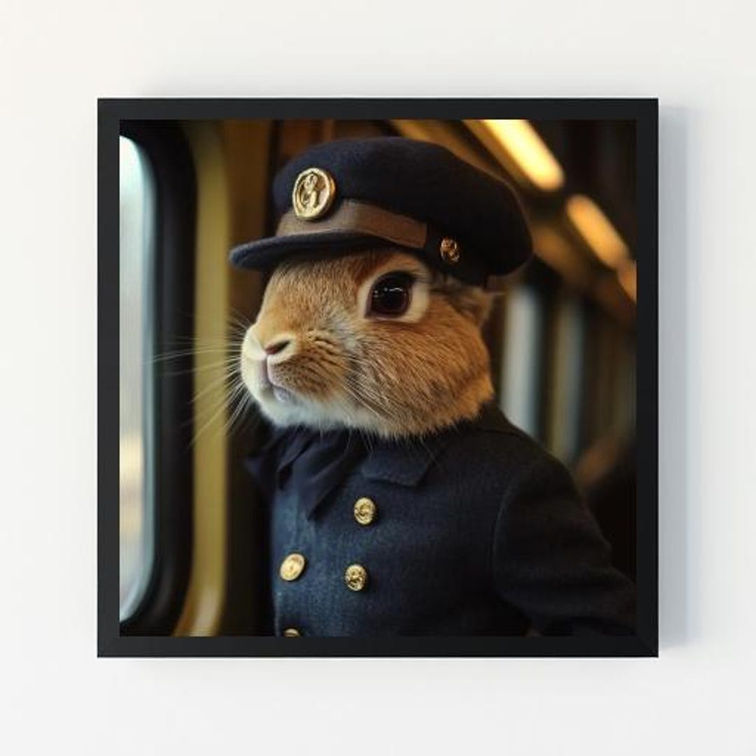 Conductor Bunny: Vintage Train Uniform - Whimsical Digital Printable ...