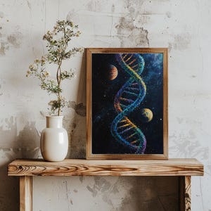 Galactic DNA: A Cosmic Fusion of Stars and Genetics, Printable Wall Art ...