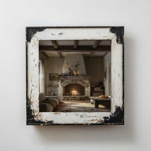 Cozy Rustic Fireplace Digital Printable Art – Warm Cottage Living Room ...