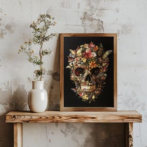 Boho Floral Skull: A Vibrant Fusion of Art and Spirit, Digital Print ...