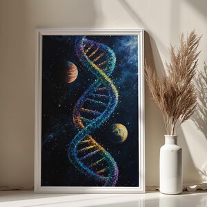 Galactic DNA: A Cosmic Fusion of Stars and Genetics, Printable Wall Art ...