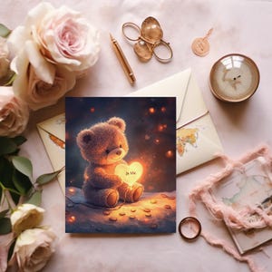 Adorable Teddy Bear With Heart Balloon, Valentines Day Digital Art ...