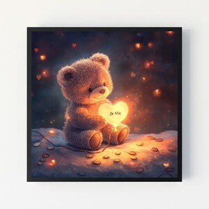 Adorable Teddy Bear With Heart Balloon, Valentines Day Digital Art ...