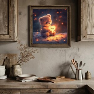 Adorable Teddy Bear With Heart Balloon, Valentines Day Digital Art ...