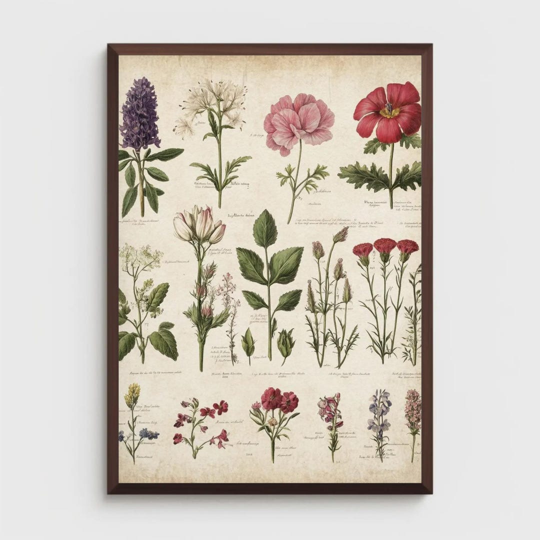 Vintage Botanical Illustration - Antique Flower Artwork for Elegant ...