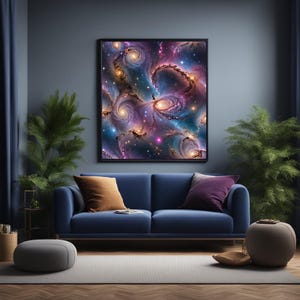 Celestial Dance: A Vibrant Cosmic Galaxy With an Enigmatic Figure in ...