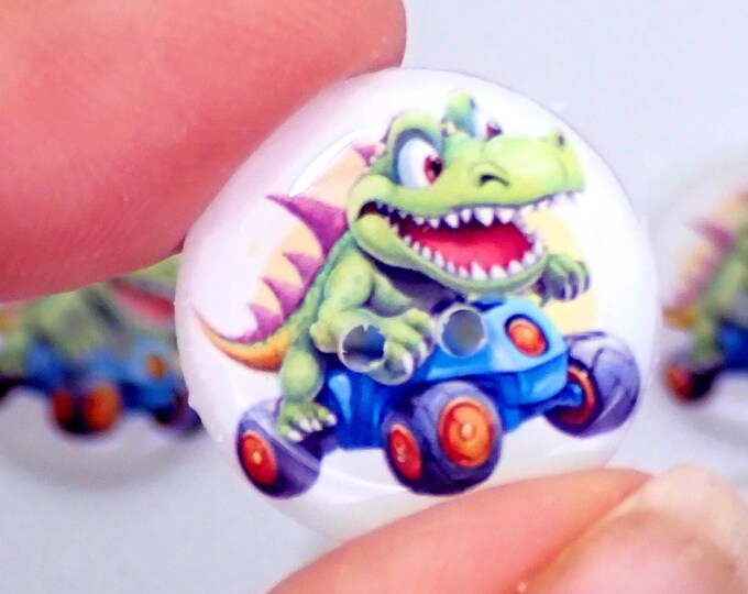 HANDMADE Buttons. Set of 6 Handmade Dinosaur and Car Sewing Buttons ...