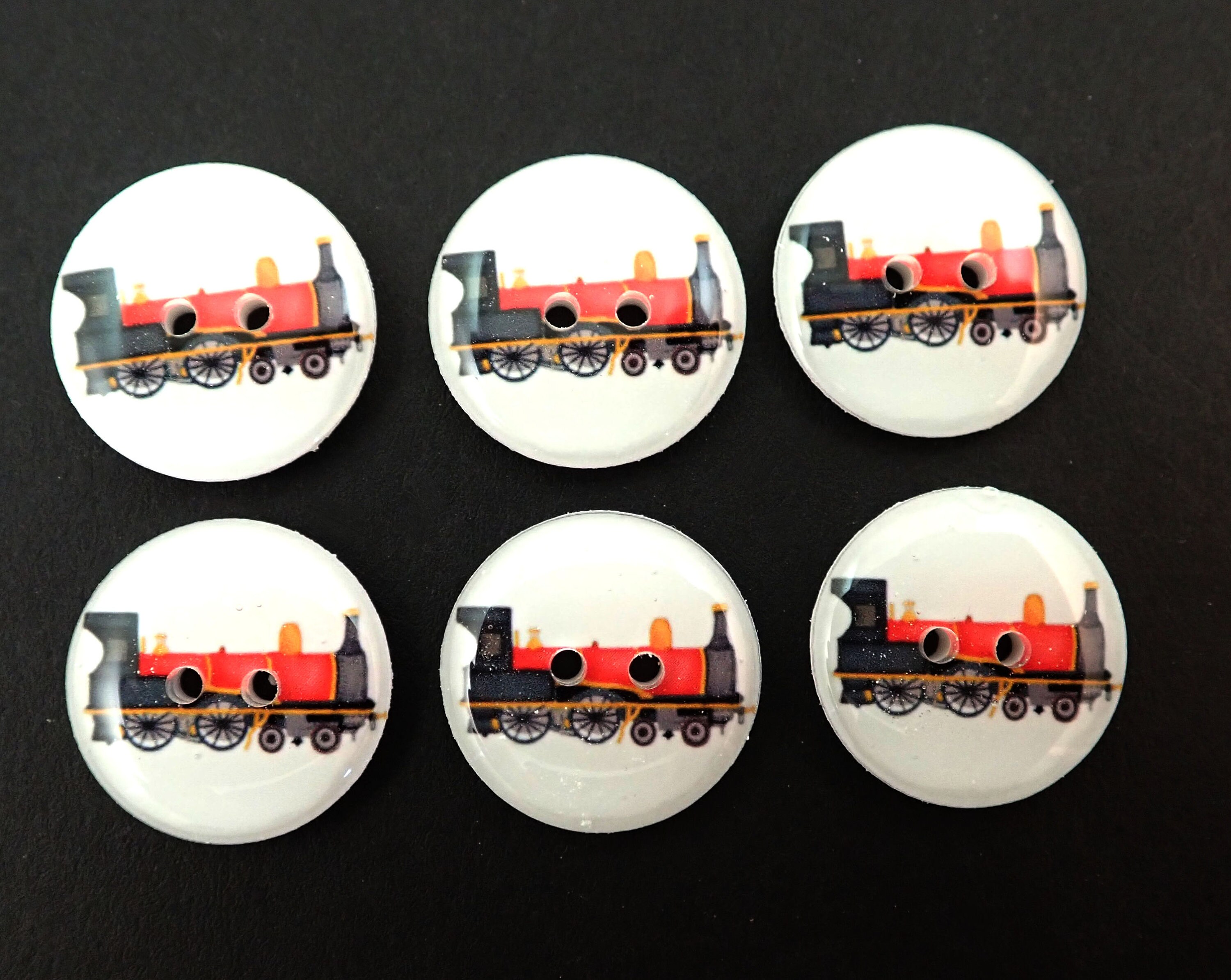 6 Black and Red Train Buttons. Sewing Buttons Handmade by | Etsy