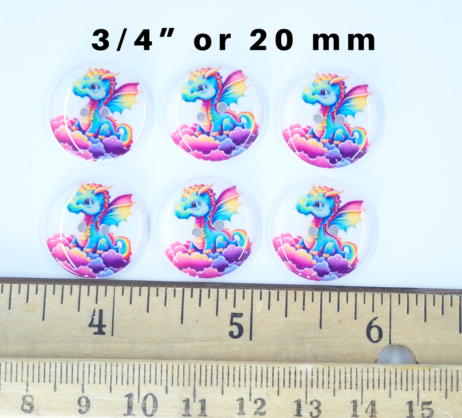 Set of 6 Handmade Multi-coloured Bright Dragon Sewing Buttons. - Etsy ...
