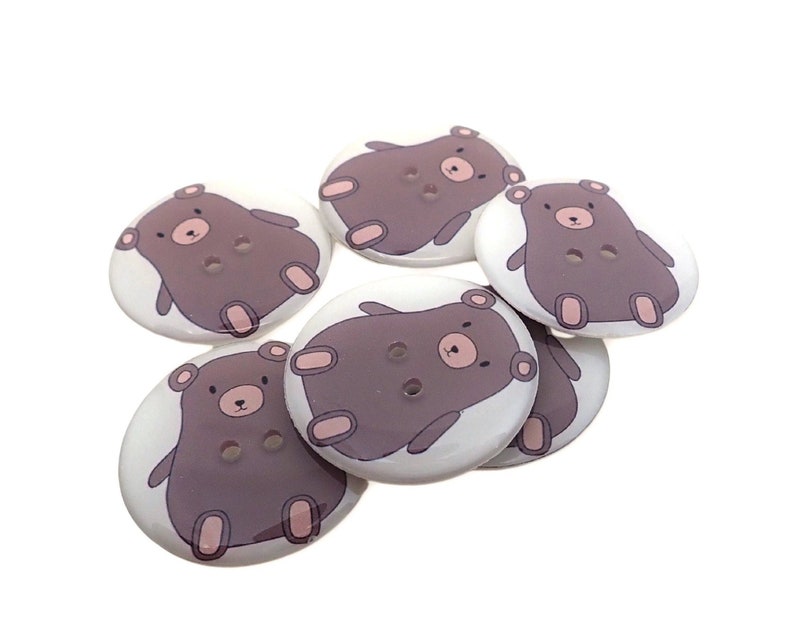 6 HANDMADE BEAR Sewing Buttons. Brown Bear or Forest Animal Buttons for ...