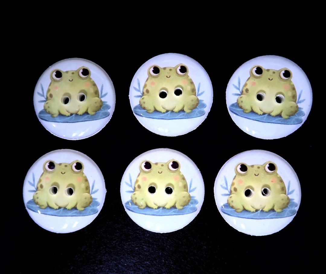 6 Cute Fat Green Frog Sewing Buttons. Assorted Sizes. Several Sizes ...
