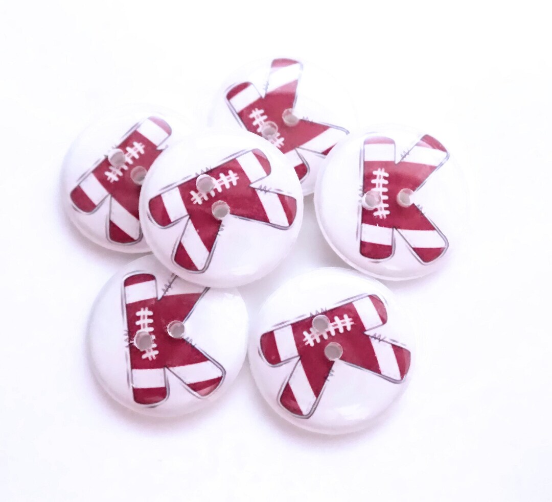 Initial Buttons. Set of 6 Personalized Handmade Football Initial or ...