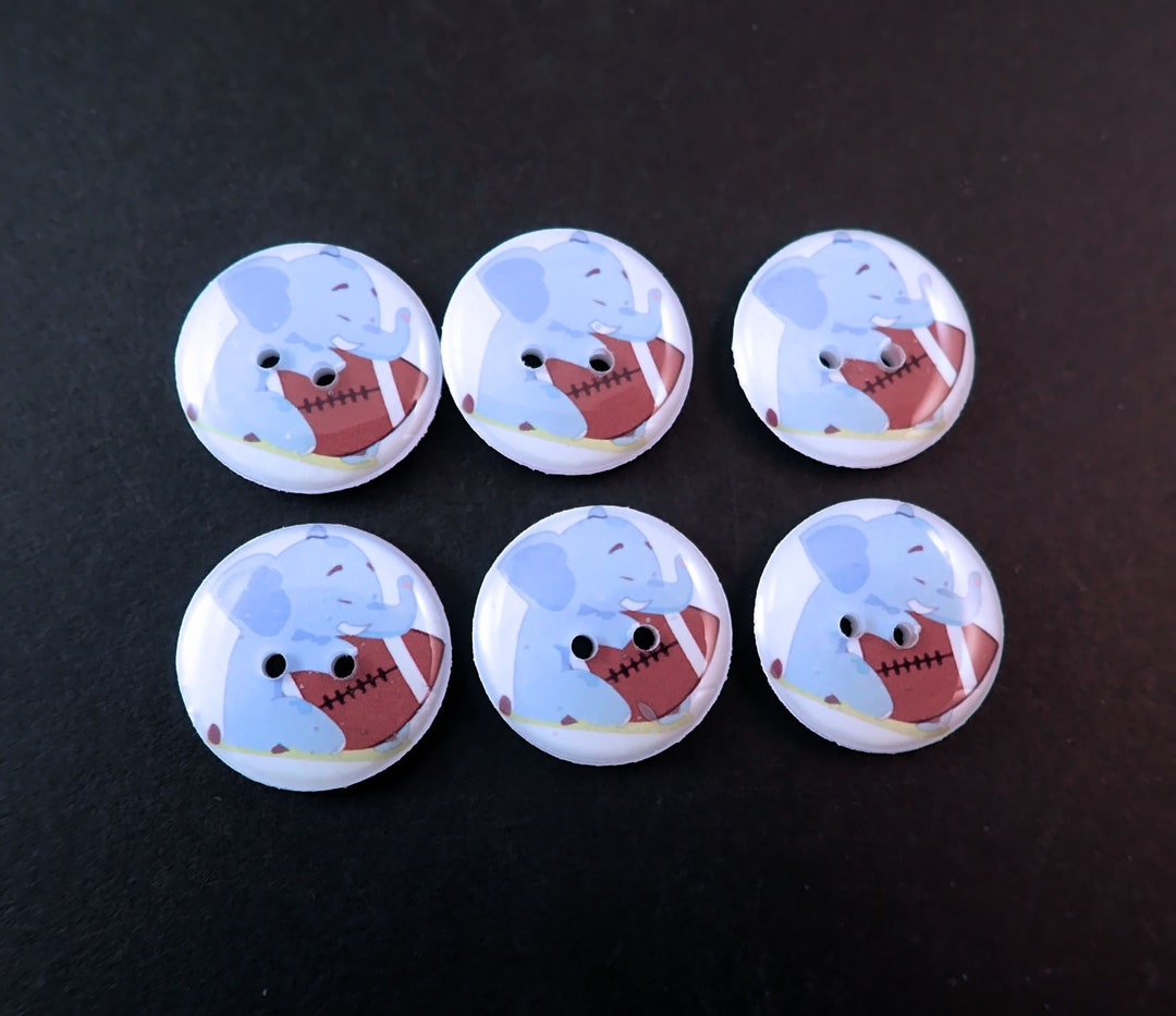 6 Elephant and Football Sewing Buttons. Assorted Sizes Available. - Etsy