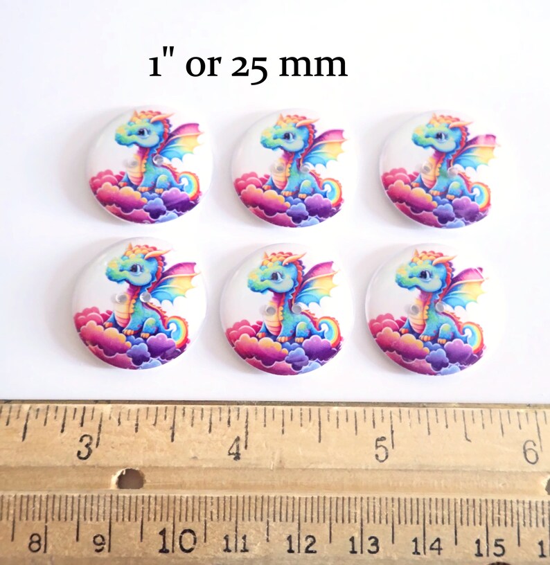 Set of 6 Handmade Multi-coloured Bright Dragon Sewing Buttons. Assorted ...