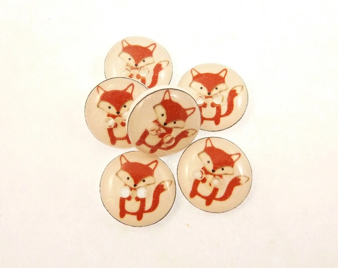 6 SMALL Fox Woodland Animal Buttons. Handmade Resin Novelty or - Etsy