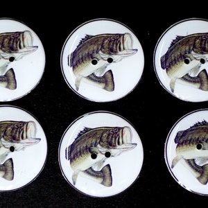 Large Mouth Bass Buttons. Fish Buttons. Realistic Image. Fisherman ...