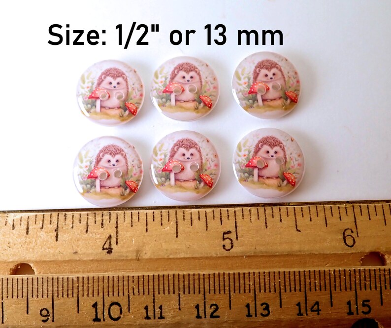 HANDMADE Buttons. Set of 6 Hedgehog and Toadstool Sewing Buttons ...