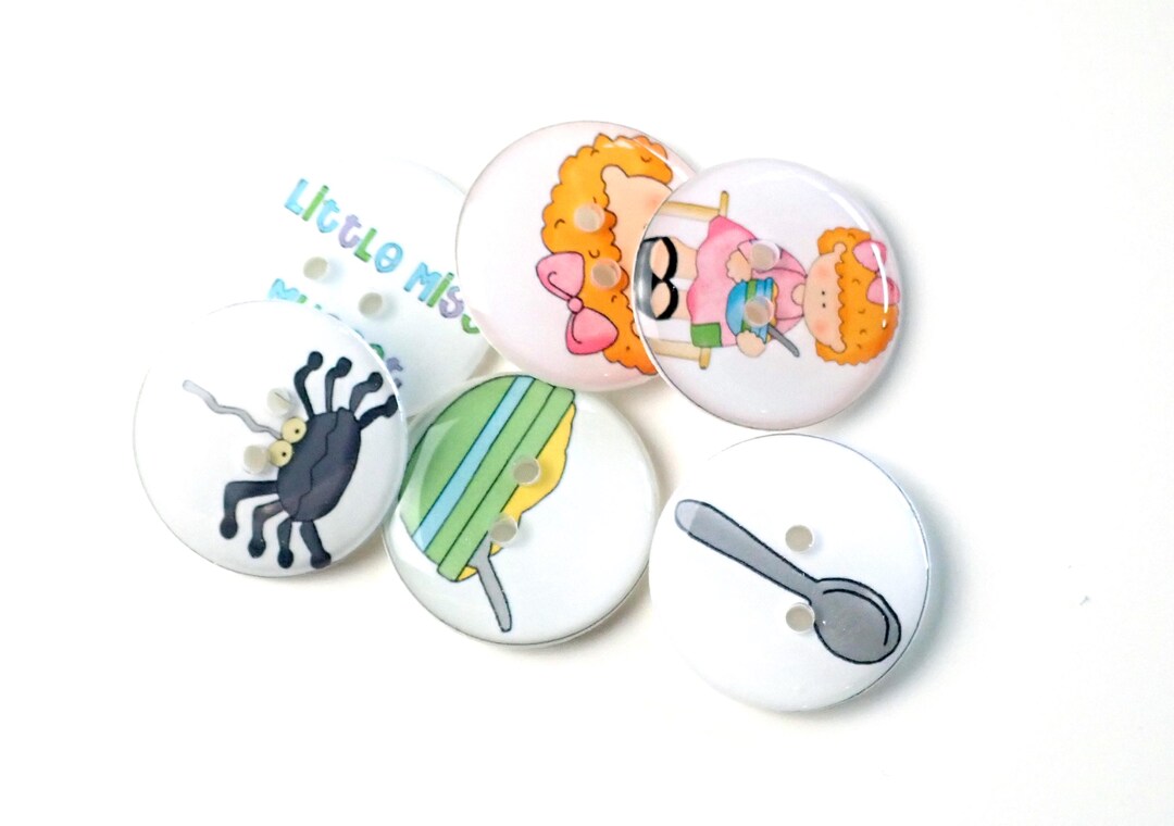 6 Handmade Little Miss Muffet Sewing Buttons. Children's Nursery Rhyme ...