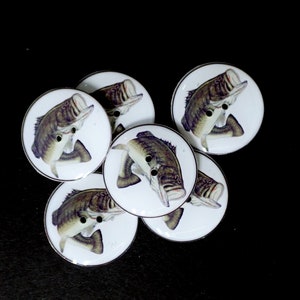 Large Mouth Bass Buttons. Fish Buttons. Realistic Image. Fisherman ...