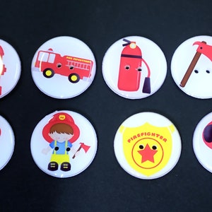 8 Assorted Fireman Buttons. Firefighter Handmade Buttons. Children's ...
