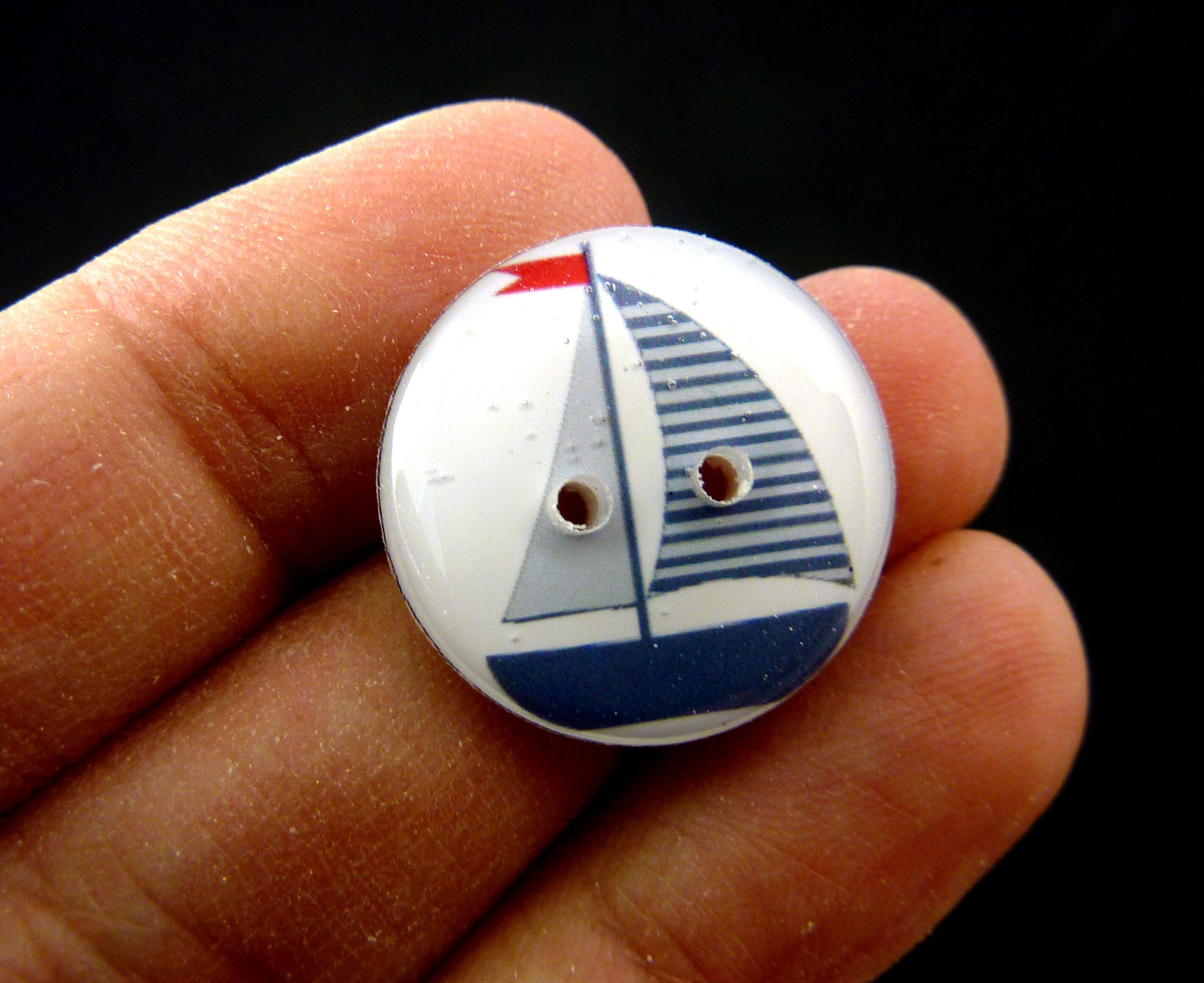 6 Grey Sailboat buttons. Handmade buttons. Sewing Buttons. | Etsy