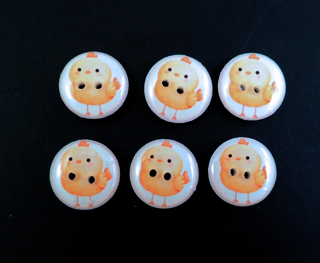 6 Adorable Yellow Chick and Buttons. Washable Easter Buttons. Assorted ...