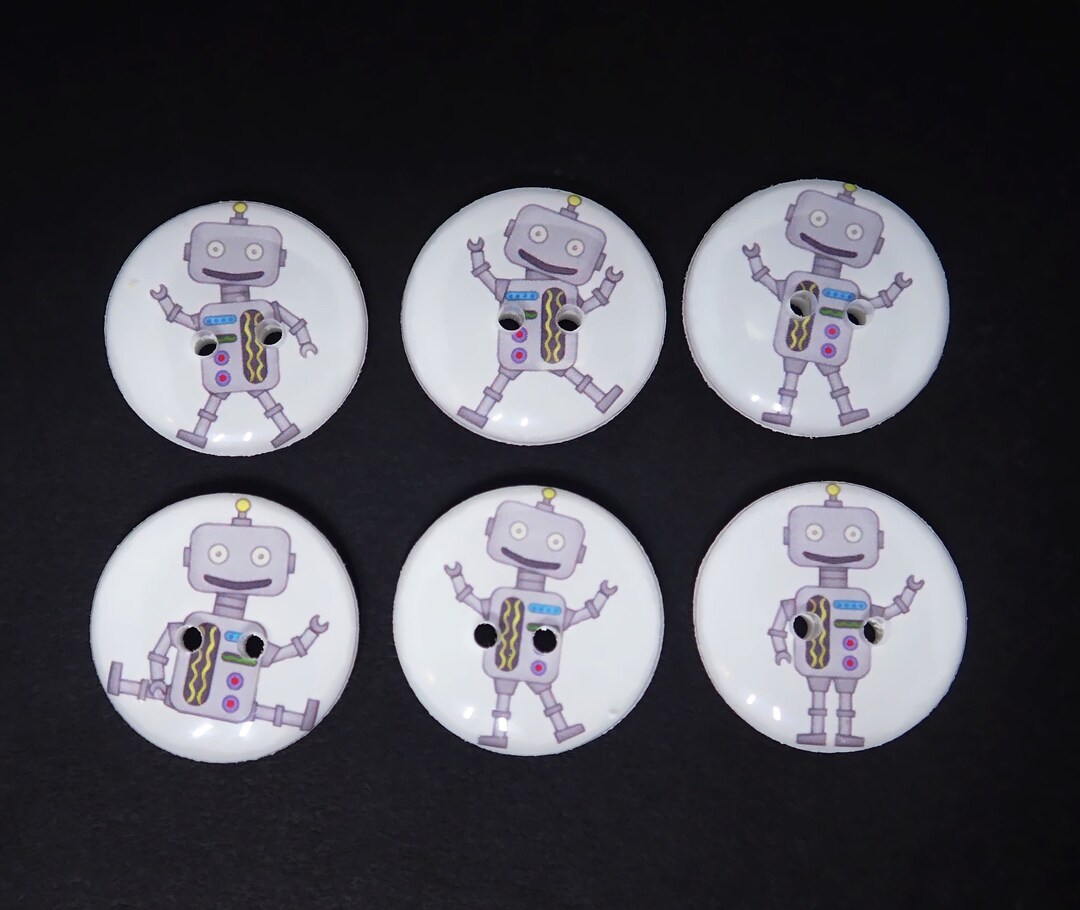 6 Robot Sewing Buttons. Choose Your Size. Handmade Sewing - Etsy