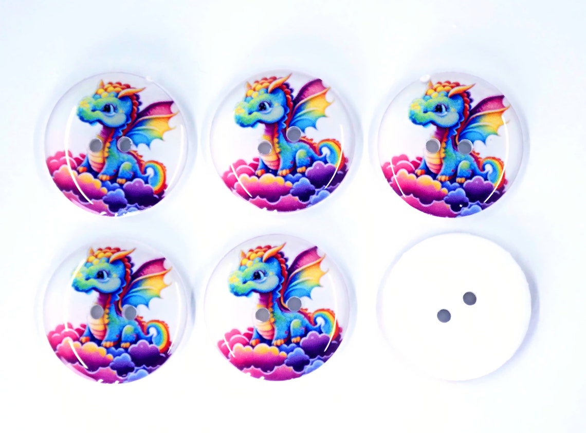Set of 6 Handmade Multi-coloured Bright Dragon Sewing Buttons. - Etsy ...