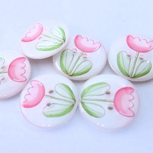 Handmade Buttons. Set of 6 Handmade Pink Flower or Tulip - Etsy Canada