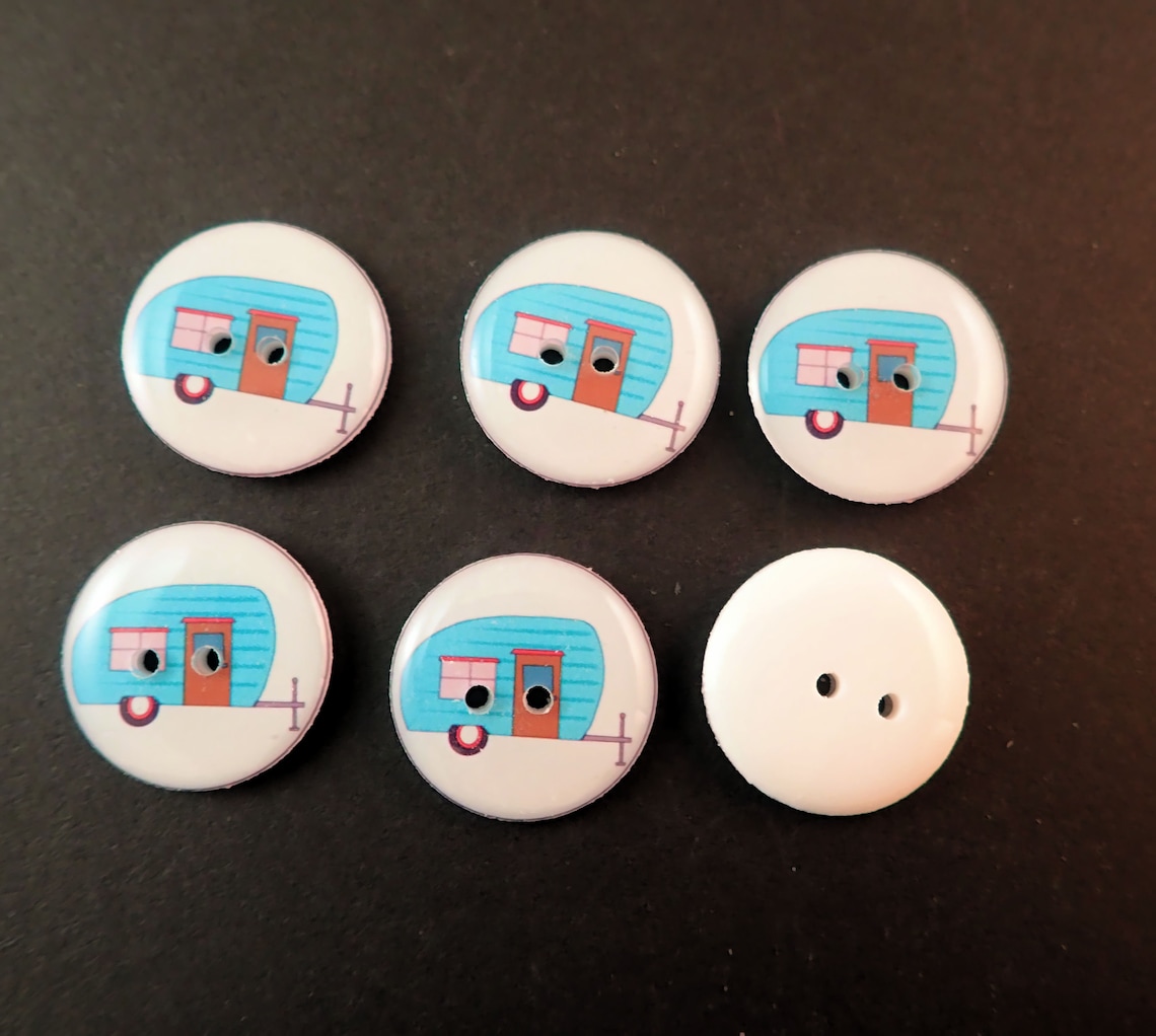 6 Camping Buttons. Retro RV or Camper Sewing Buttons. Choose | Etsy