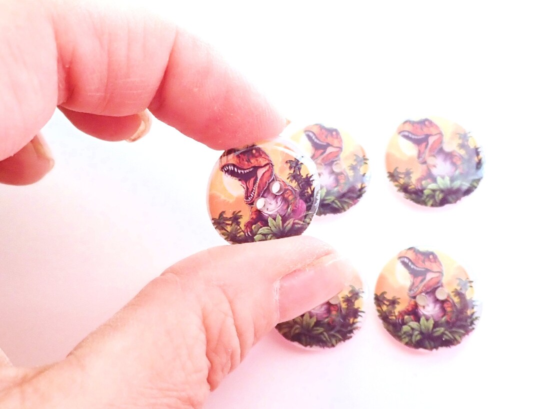 HANDMADE Buttons. Set of 6 Handmade Dinosaur Sewing Buttons. Machine ...