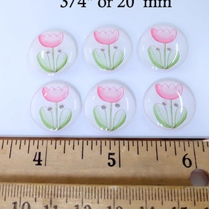 HANDMADE Buttons. Set of 6 Handmade Pink Flower or Tulip Sewing Buttons ...