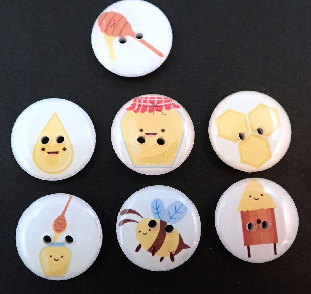 7 Honey Bee Buttons. Assorted Bee and Honey Themed Buttons. - Etsy Canada