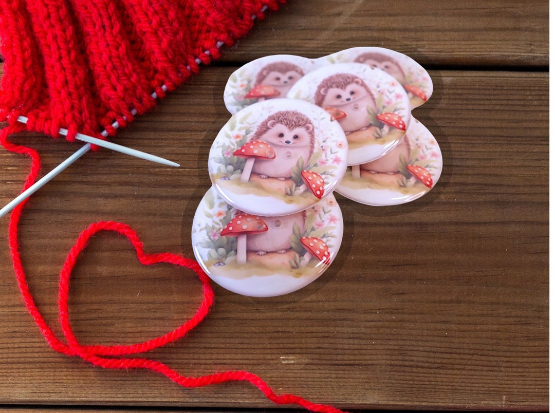 HANDMADE Buttons. Set of 6 Hedgehog and Toadstool Sewing Buttons ...