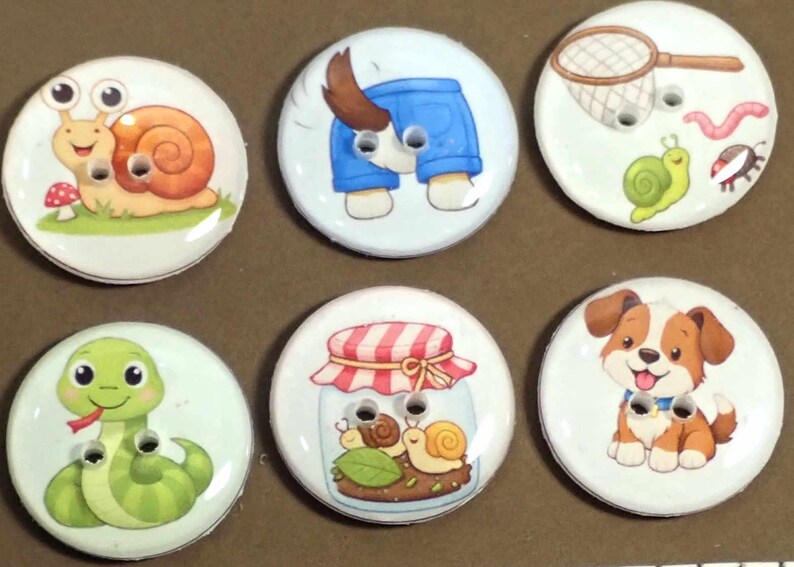 Handmade Sewing Buttons, Snakes and Snails and Puppy Dog Tails. 3/4" or ...