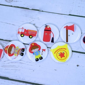 8 Assorted Fireman Buttons. Firefighter Handmade Buttons. Children's ...