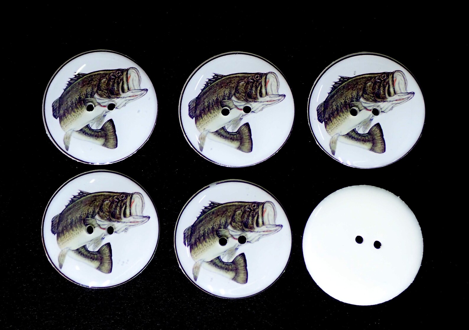 Large Mouth Bass Buttons. Fish Buttons. Realistic Image. Fisherman ...