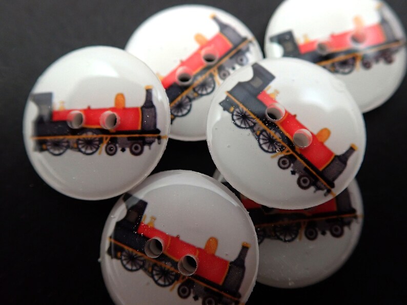 6 Black and Red Train Buttons. Sewing Buttons Handmade by | Etsy