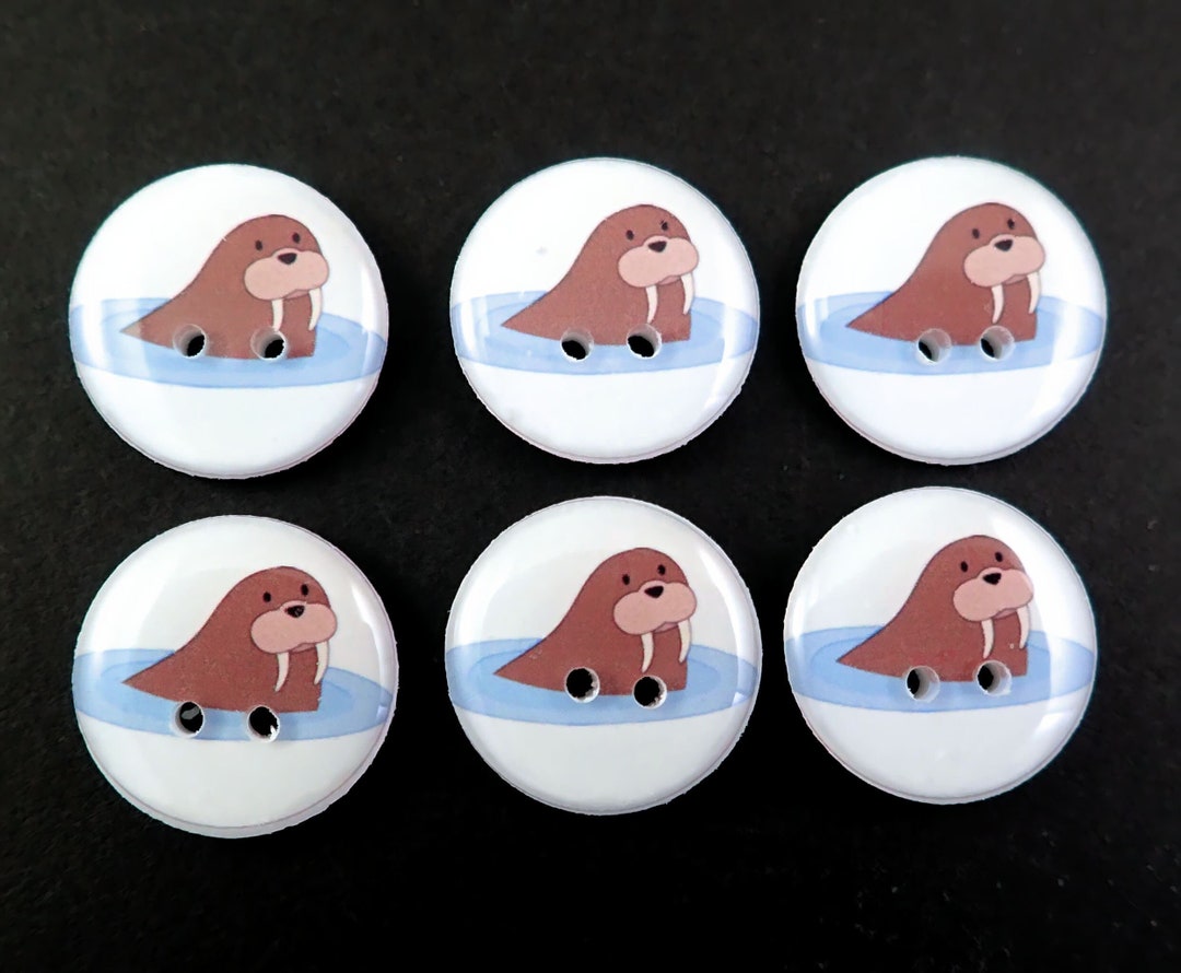 6 Walrus Buttons. Animal Buttons for Sewing. Washer and Dryer Safe ...
