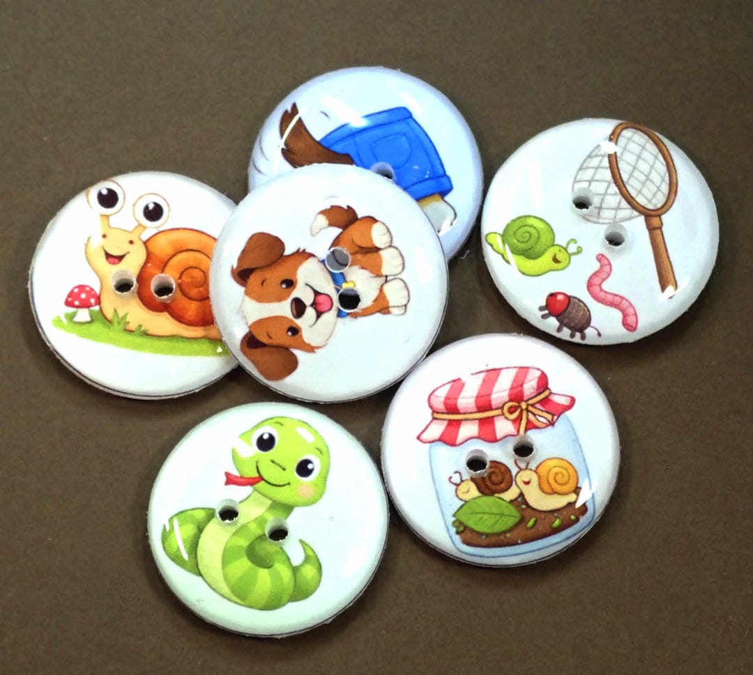 Handmade Sewing Buttons, Snakes and Snails and Puppy Dog Tails. 3/4" or ...