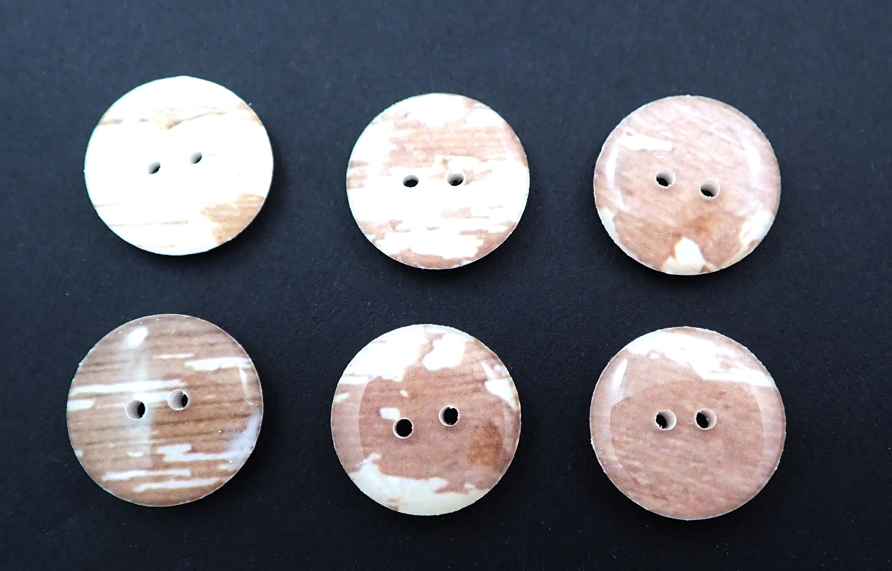 6 FAUX Wood Handmade Buttons. Rustic Wood Look Buttons. - Etsy