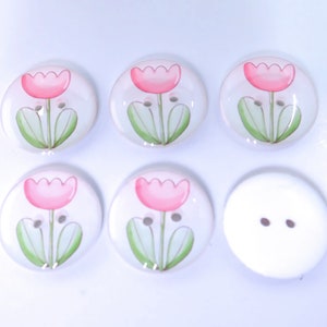 Handmade Buttons. Set of 6 Handmade Pink Flower or Tulip - Etsy Canada