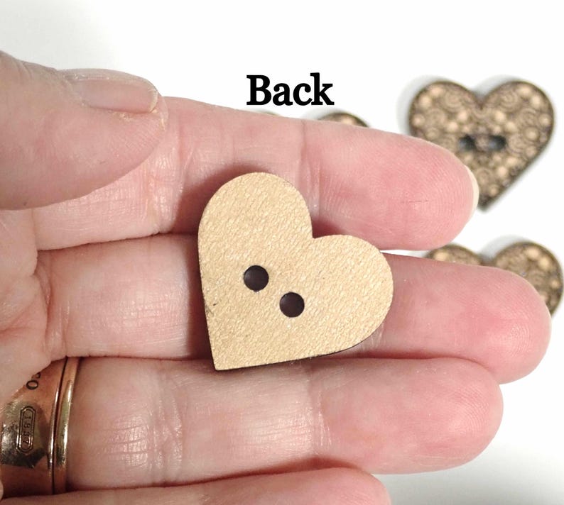 Handmade Engraved Wooden Heart Buttons – Set of 6 Oak Sewing Buttons ...