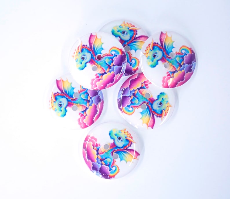 Set of 6 Handmade Multi-coloured Bright Dragon Sewing Buttons. Assorted ...