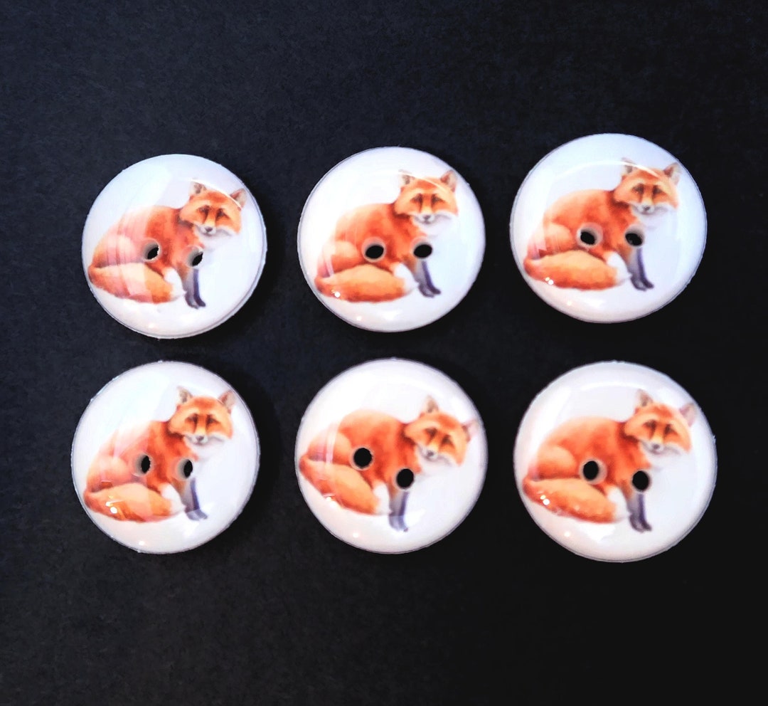 6 Realistic Image Red Fox Buttons. Fall or Autumn Fox Sewing Buttons. 3 ...