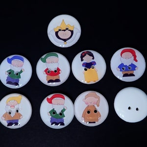 9 Snow White Buttons. Handmade Decorative Story Book or Fairy Tale ...