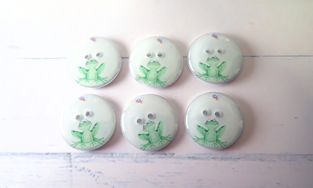 Set of 6 Frog and Bumble Bee Handmade Sewing Buttons. Washer and Dryer ...